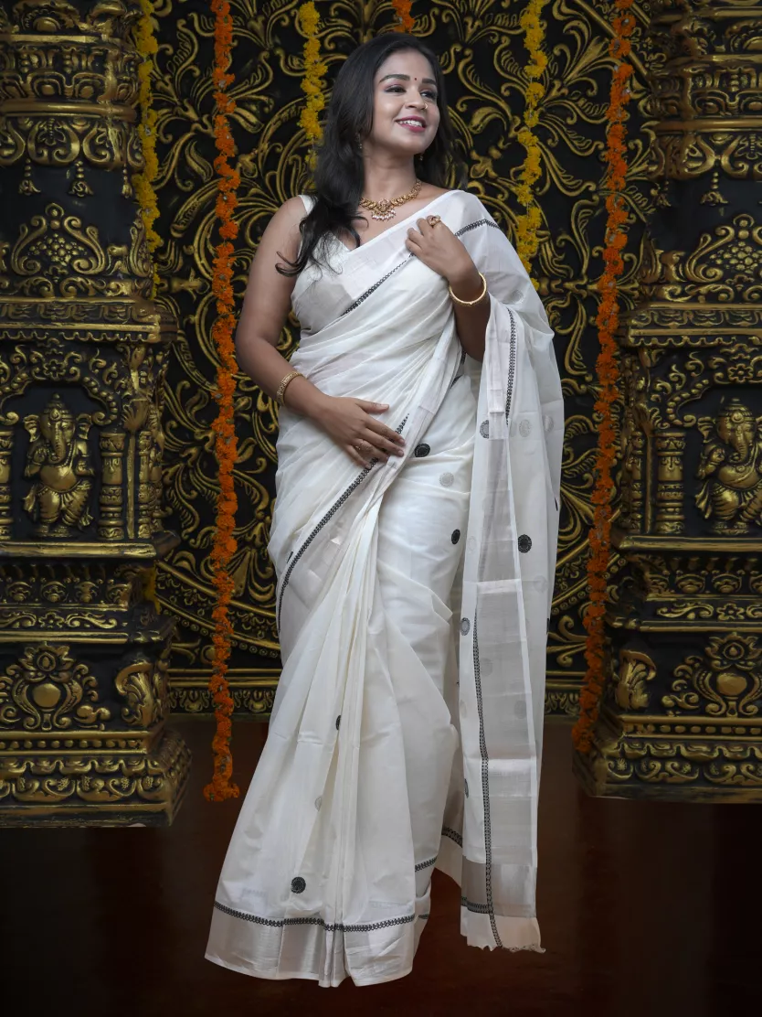 silver border saree