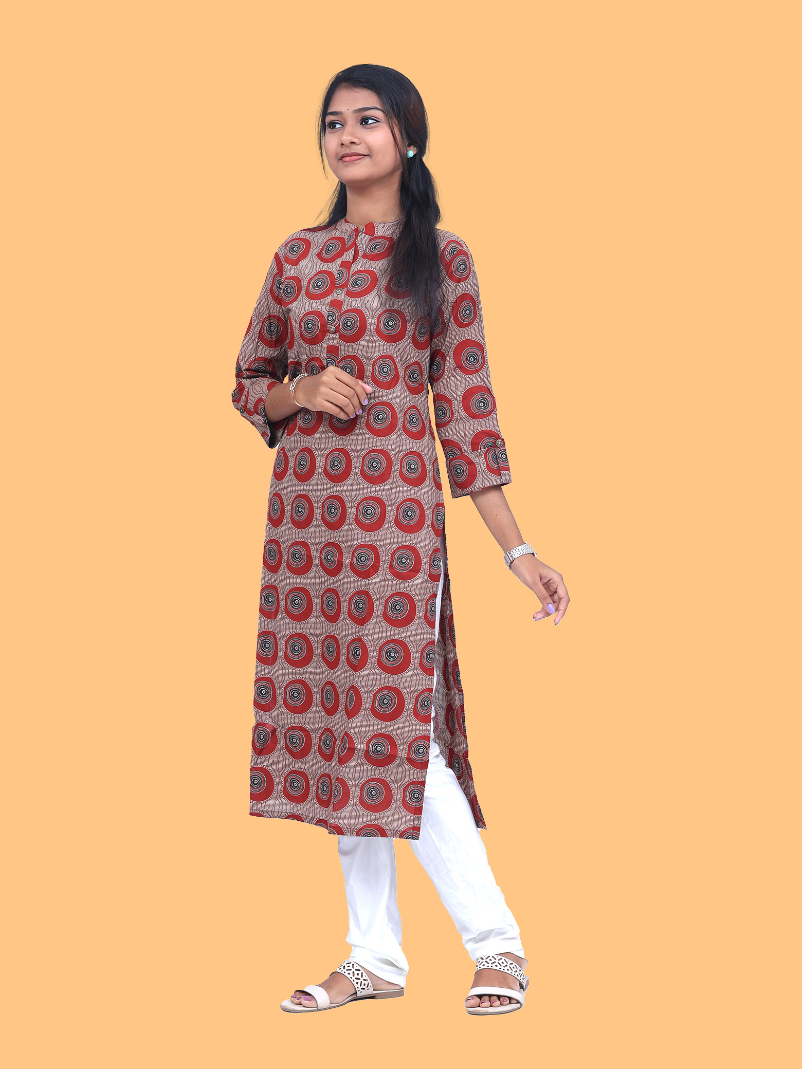 Brick Coloured Printed Kurta | Jolly Silks - The Destination Of Silks ...