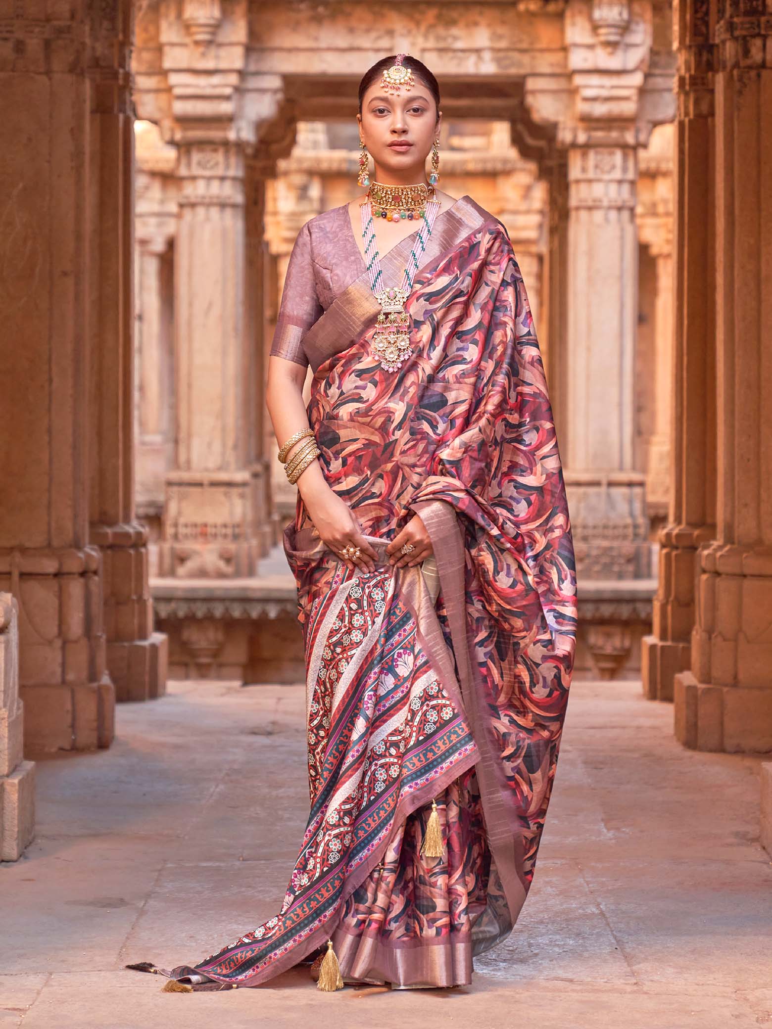 Multi Colour Digital Printed Art Silk Saree | Jolly Silks - The ...